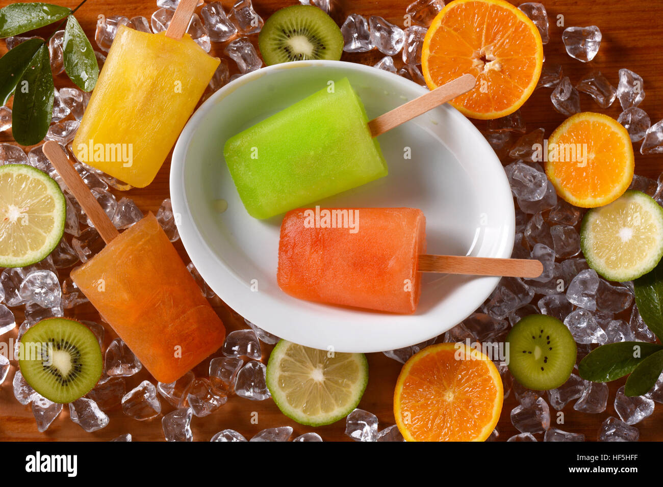 colorful fruit icicles with ingredients Stock Photo - Alamy