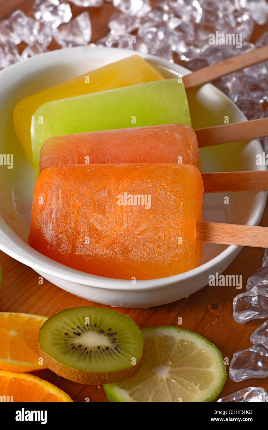 colorful fruit icicles with ingredients Stock Photo - Alamy