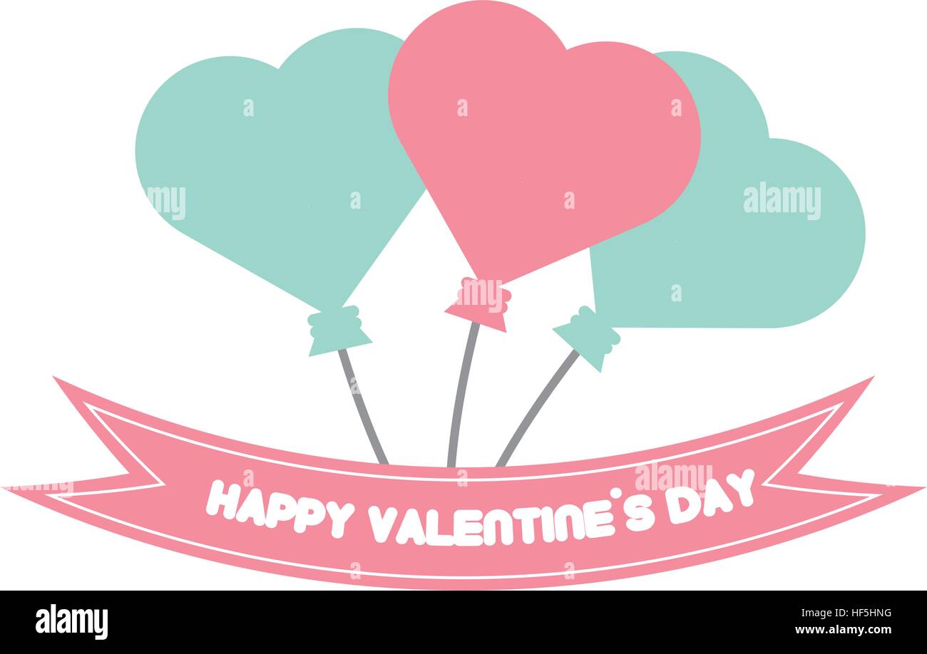 happy valentine day card balloons heart pastel color vector ...