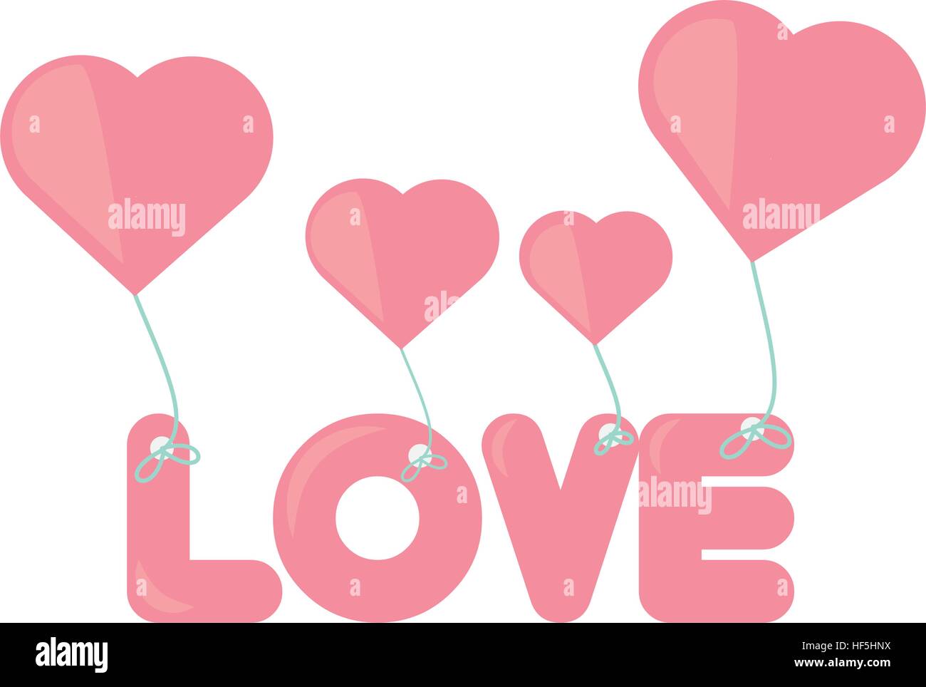 pink lettering love hearts hanging vector illustration eps 10 Stock ...