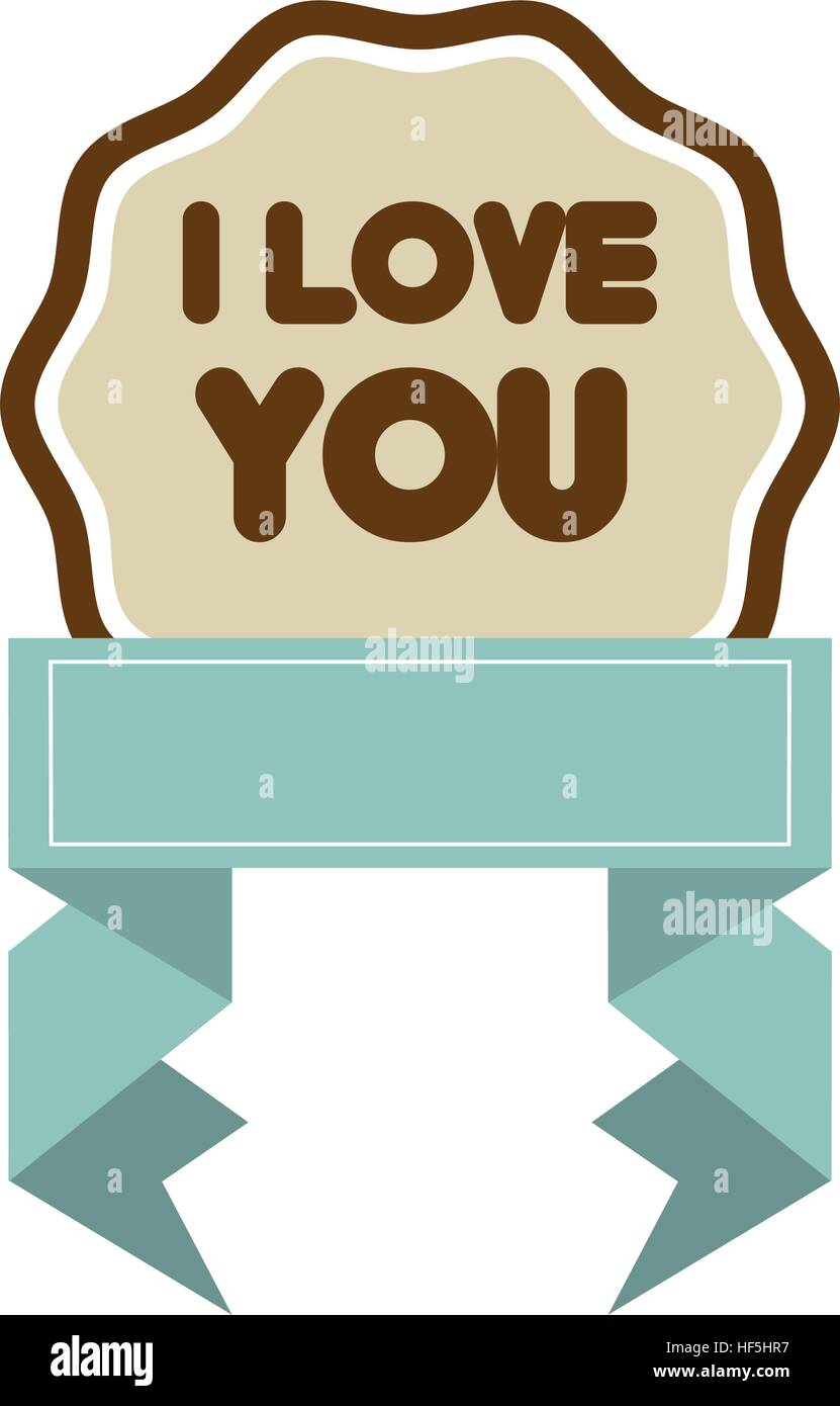 i love you decor blue ribbon label vector illustrattion eps 10 Stock ...