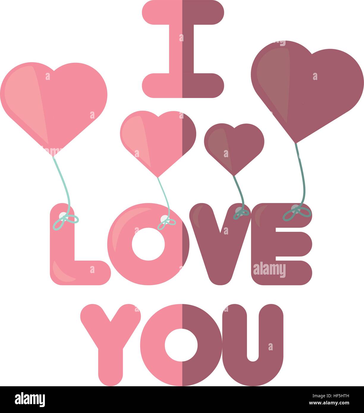 pink lettering love hearts hanging vector illustration eps 10 Stock ...