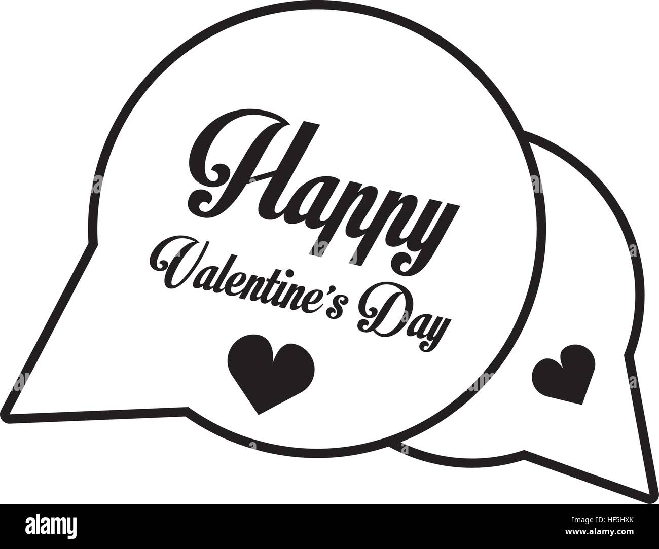 happy valentines day card bubble hearts outline vector illustration eps ...
