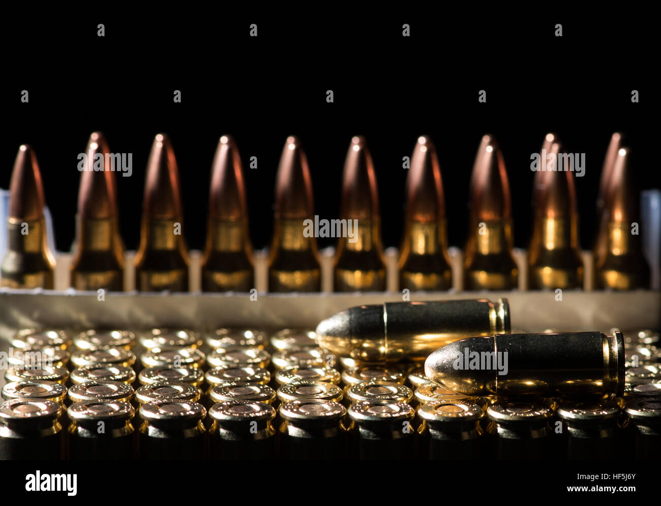 Ammunition for hand fire guns and assault rifle- studio photo Stock ...