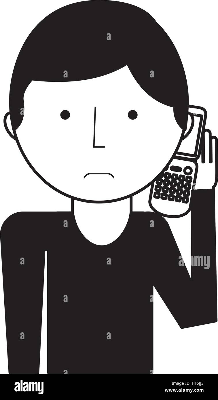 man calling with cellphone character vector illustration design Stock ...