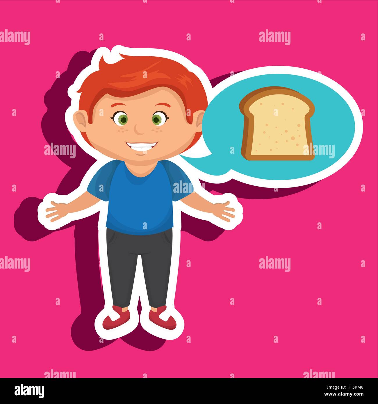 boy cartoon bread slice vector illustration eps 10 Stock Vector Image ...