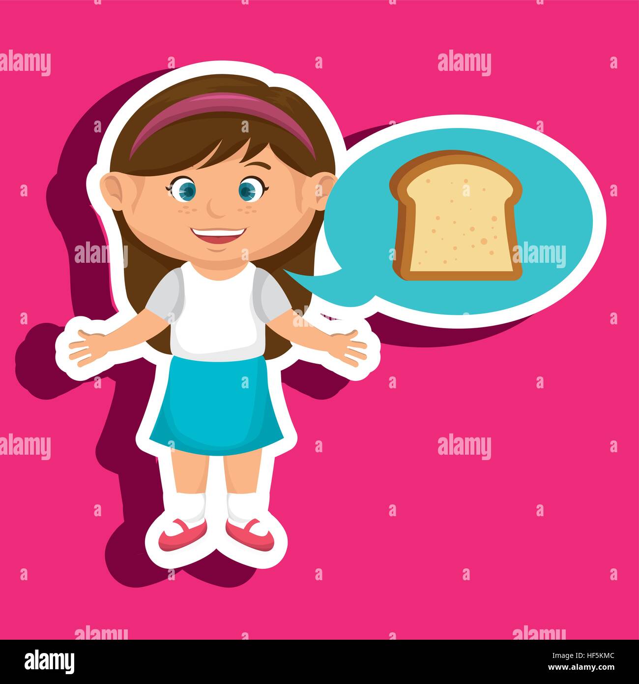 girl cartoon bread slice vector illustration eps 10 Stock Vector Image ...