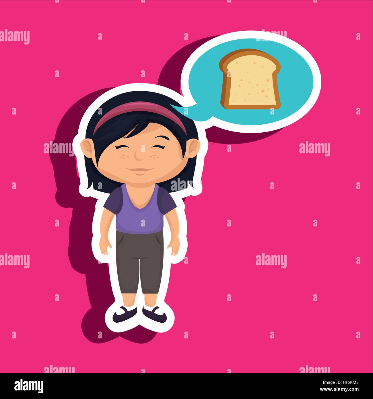 girl cartoon bread slice vector illustration eps 10 Stock Vector Image ...