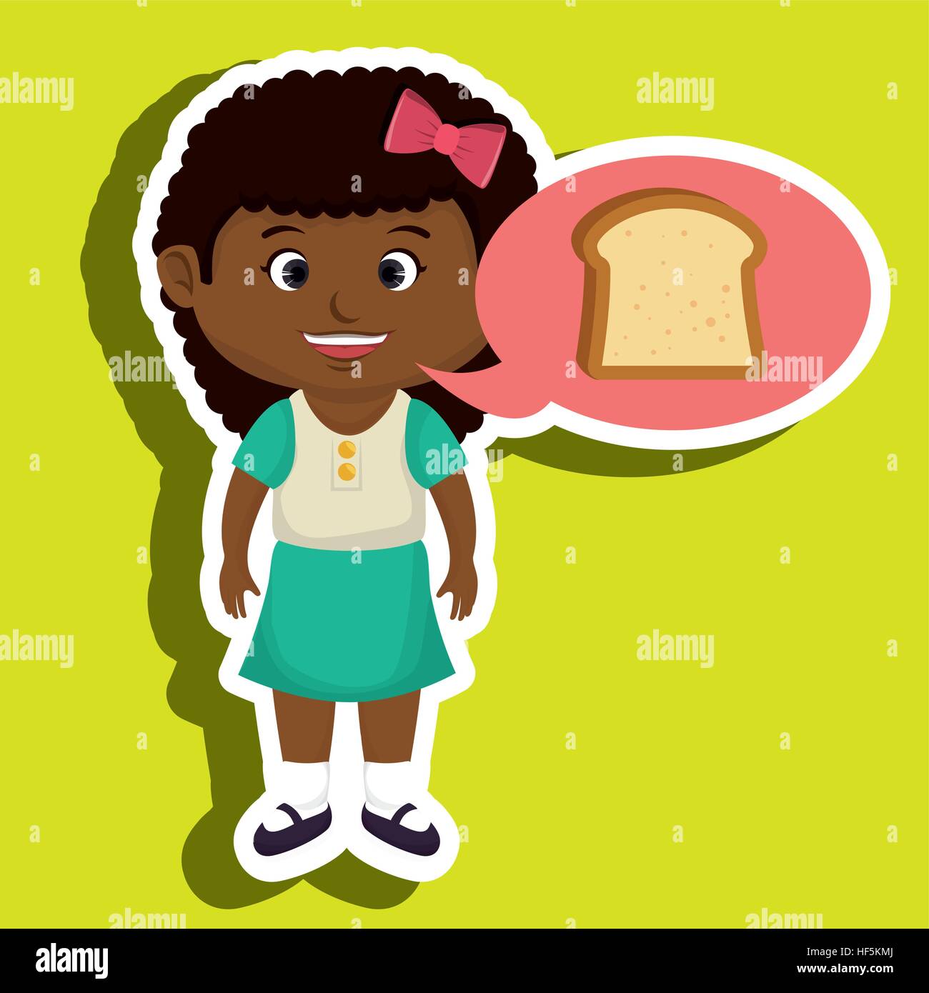 girl cartoon bread slice vector illustration eps 10 Stock Vector Image ...
