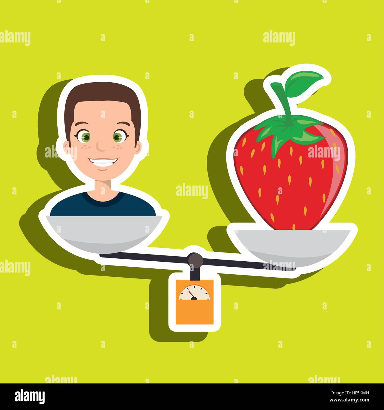woman cartoon fruit strawberry food balance vector illustration Stock ...