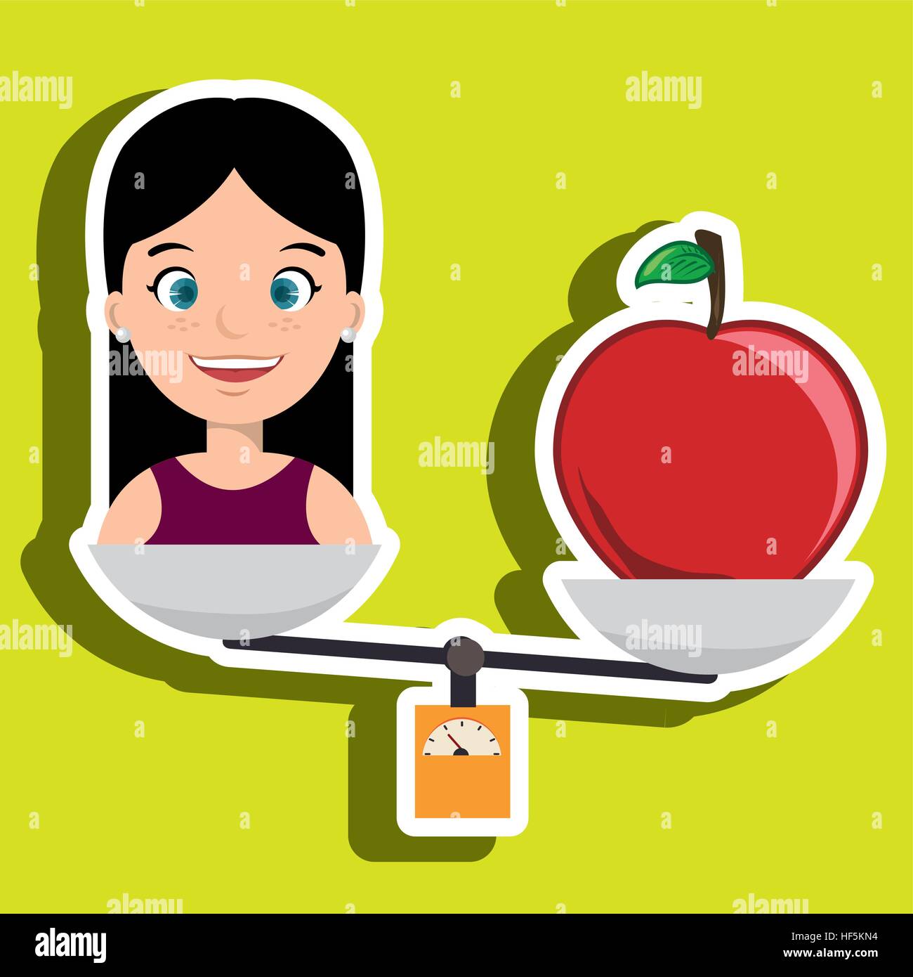 woman cartoon fruit food balance vector illustration eps 10 Stock ...