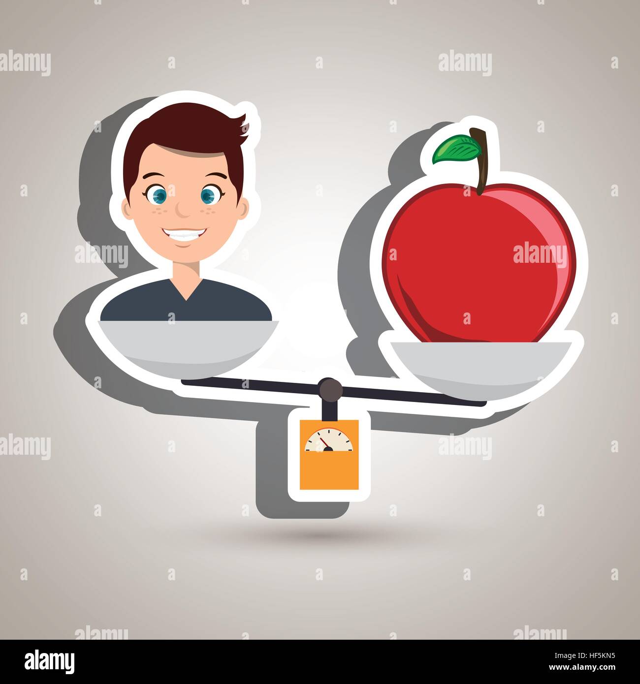 man cartoon fruit apple balance vectorillustration eps 10 Stock Vector ...