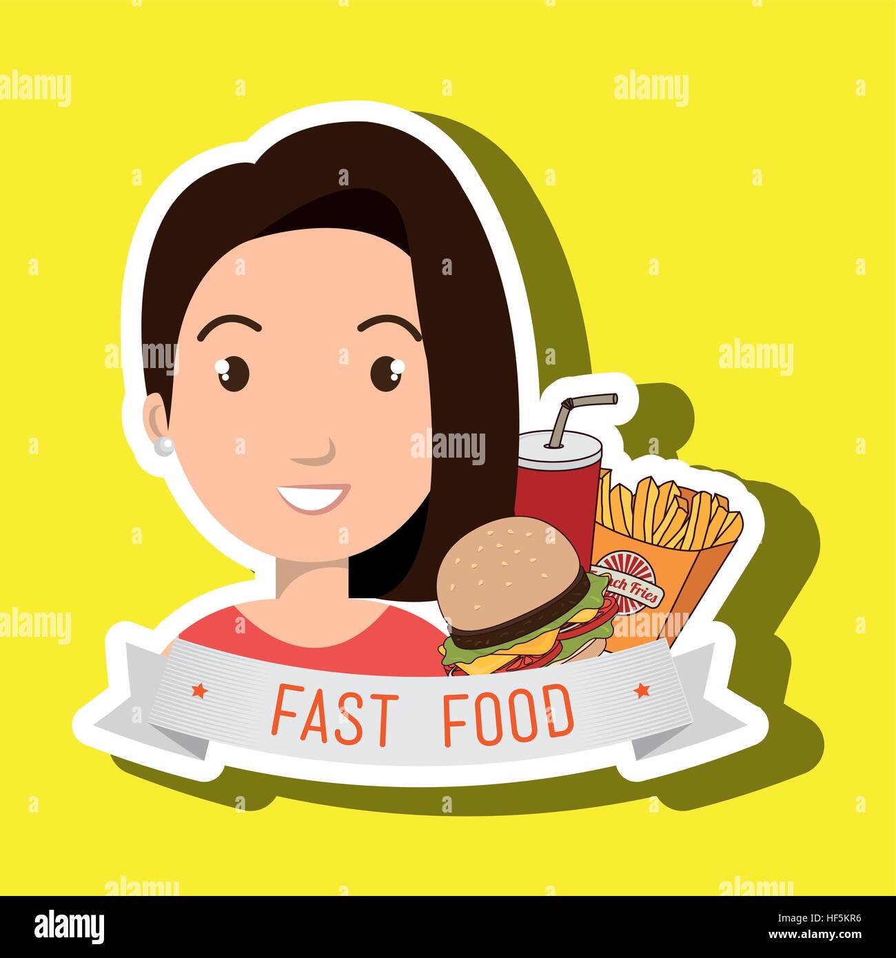 woman cartoon fast food vector illustration eps 10 Stock Vector Image ...