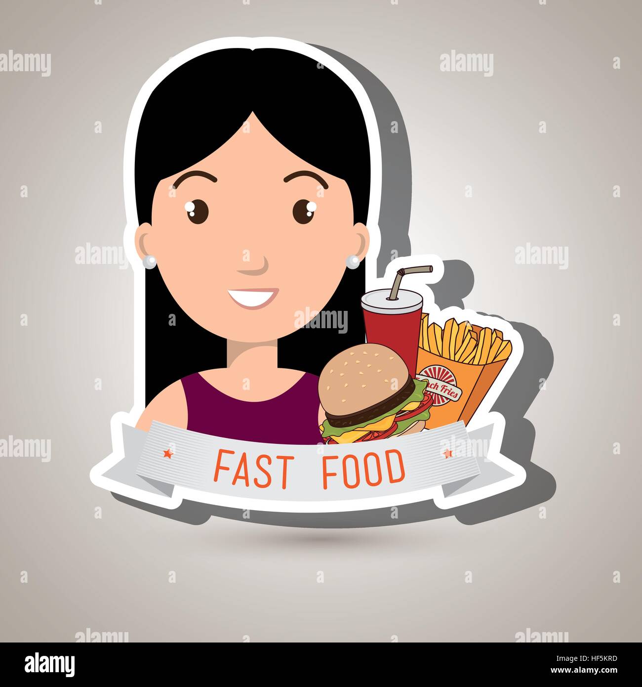 woman cartoon fast food vector illustration eps 10 Stock Vector Image ...