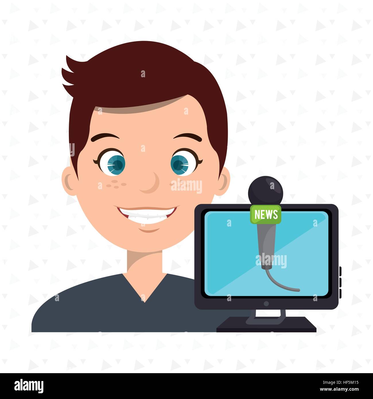 man cartoon speak microphone screen pc vector illustration Stock Vector ...
