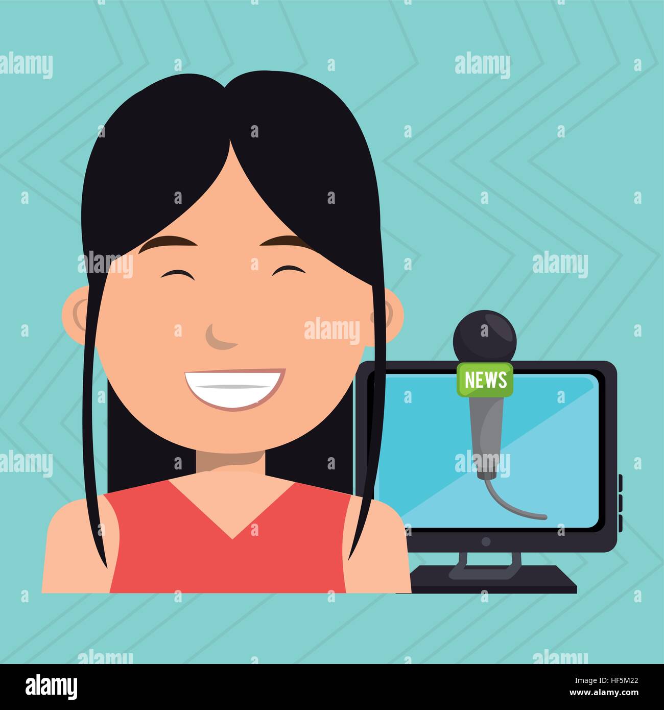woman cartoon speak microphone screen pc vector illustration Stock ...