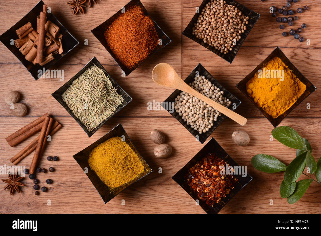 Various spices in bowls hi-res stock photography and images - Alamy