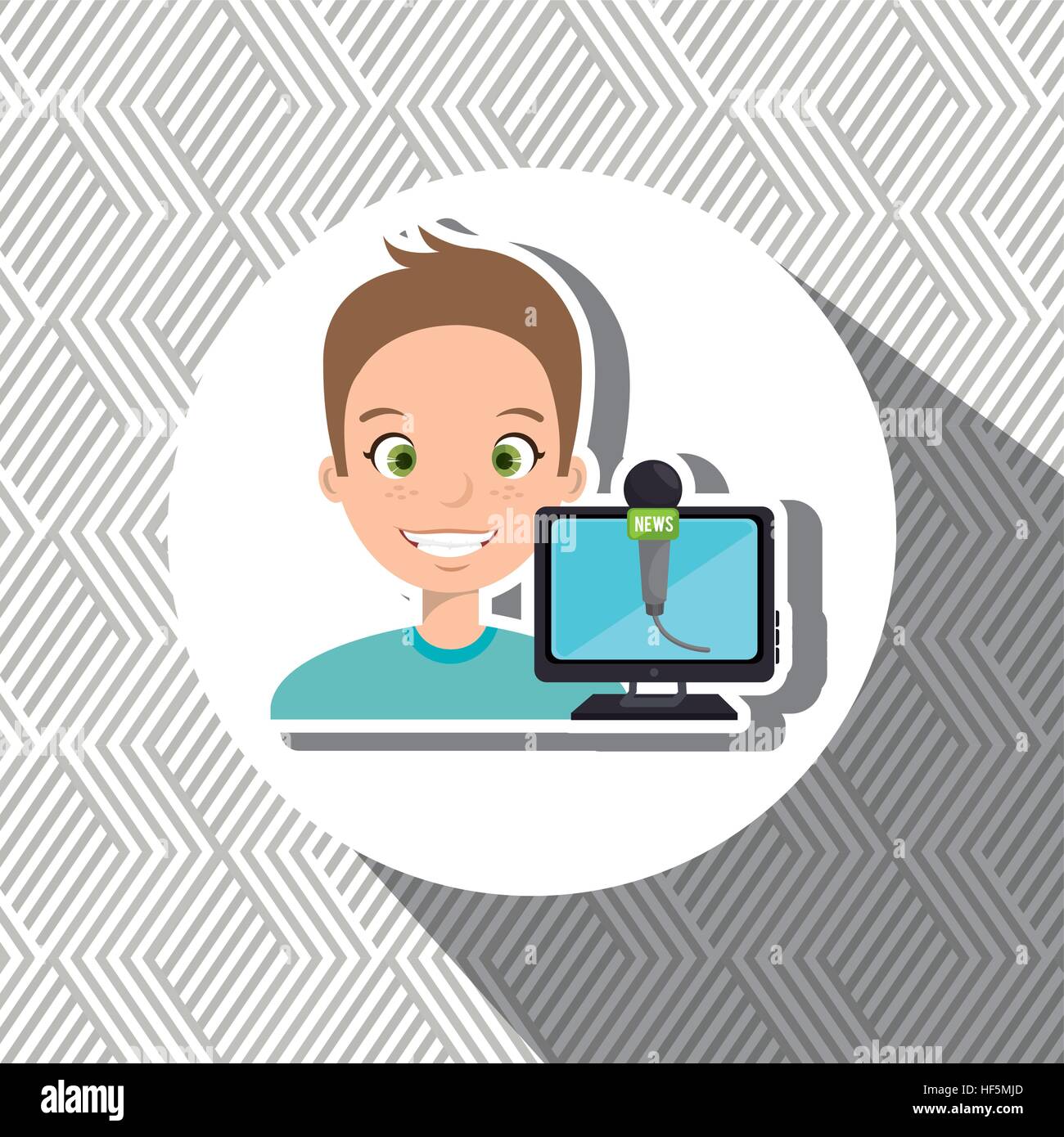man cartoon speak microphone screen pc vector illustration Stock Vector ...