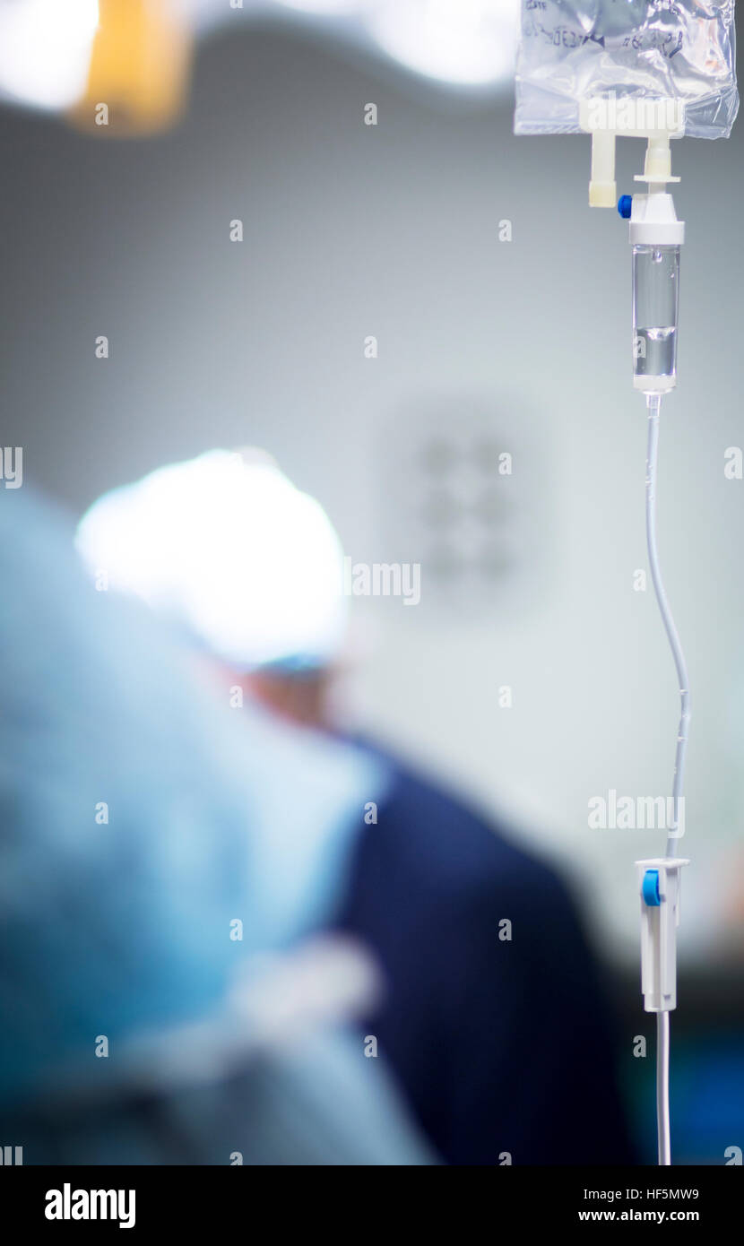 Medical intravenous IV drip in hospital used to replace liquids in ...