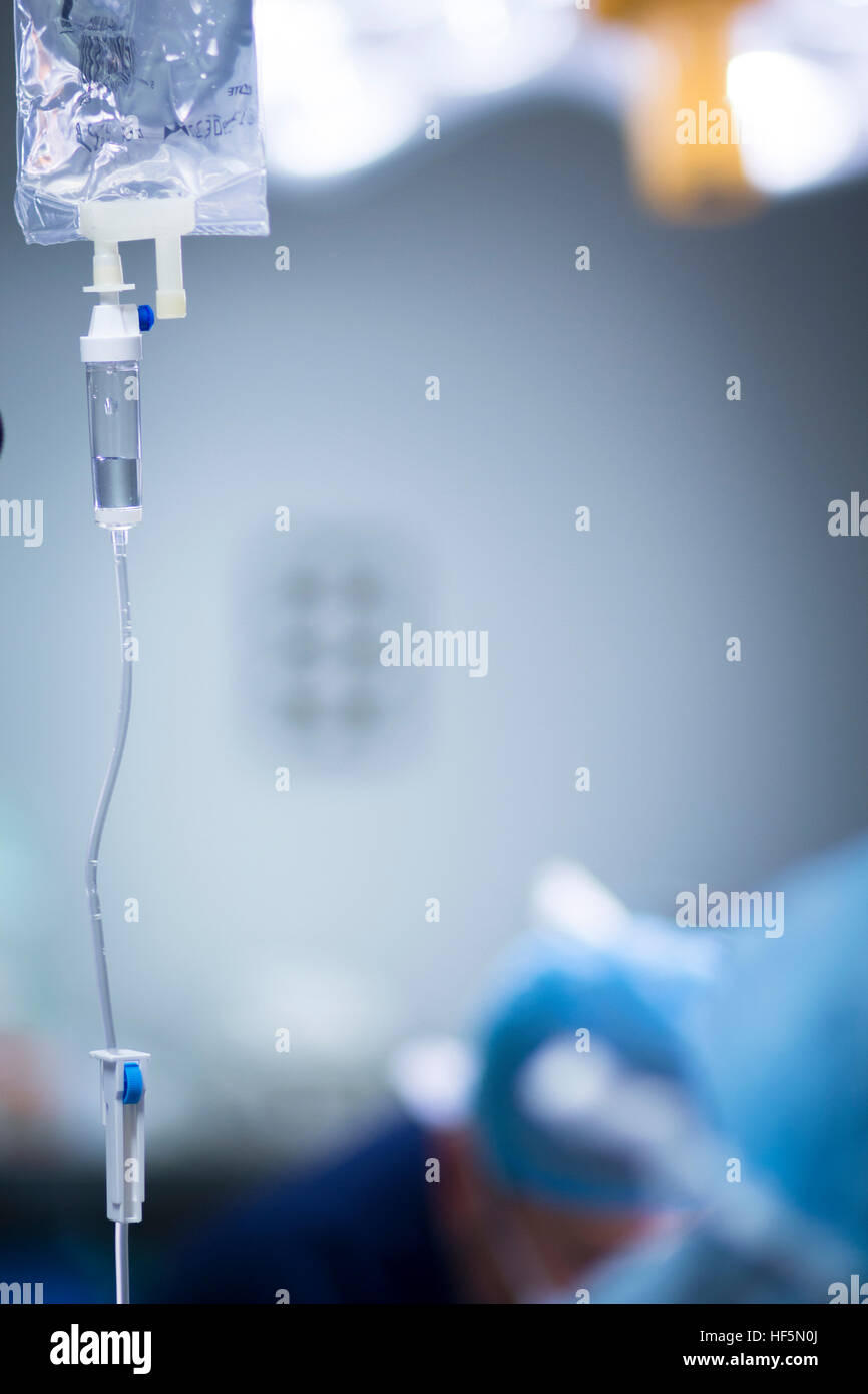 Medical intravenous IV drip in hospital used to replace liquids in ...