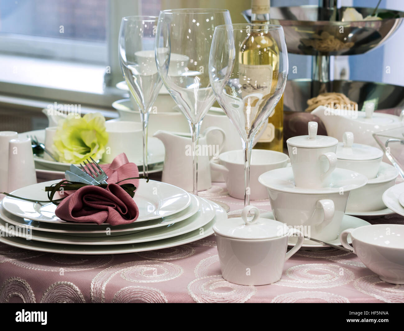 Set of dishes on table Stock Photo - Alamy
