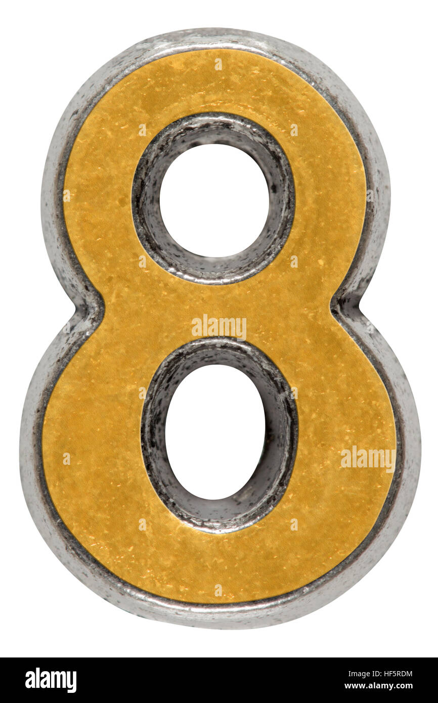 Metal numeral 8 eight, , isolated on white background Stock Photo - Alamy