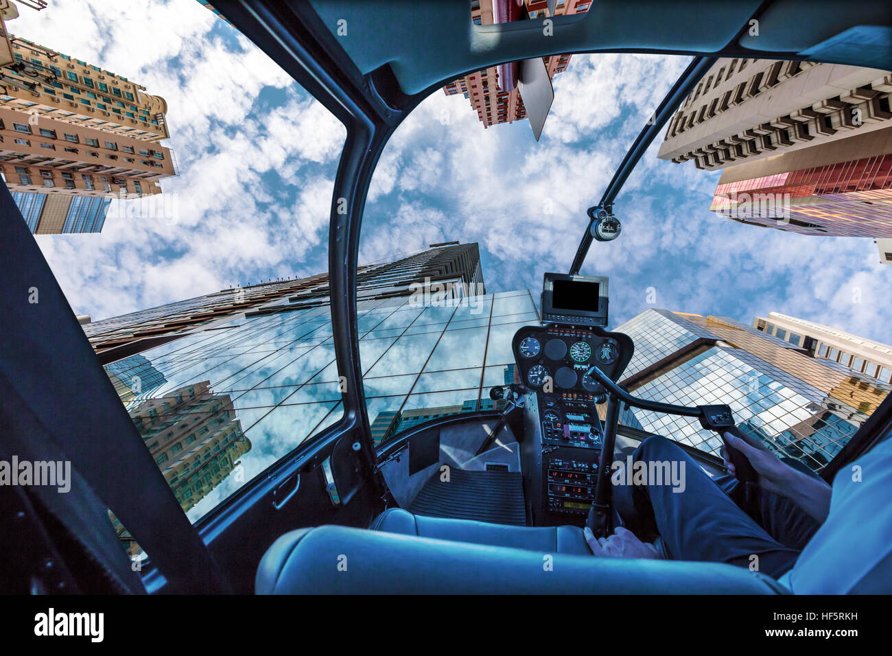 Glass high-rise Helicopter Stock Photo - Alamy