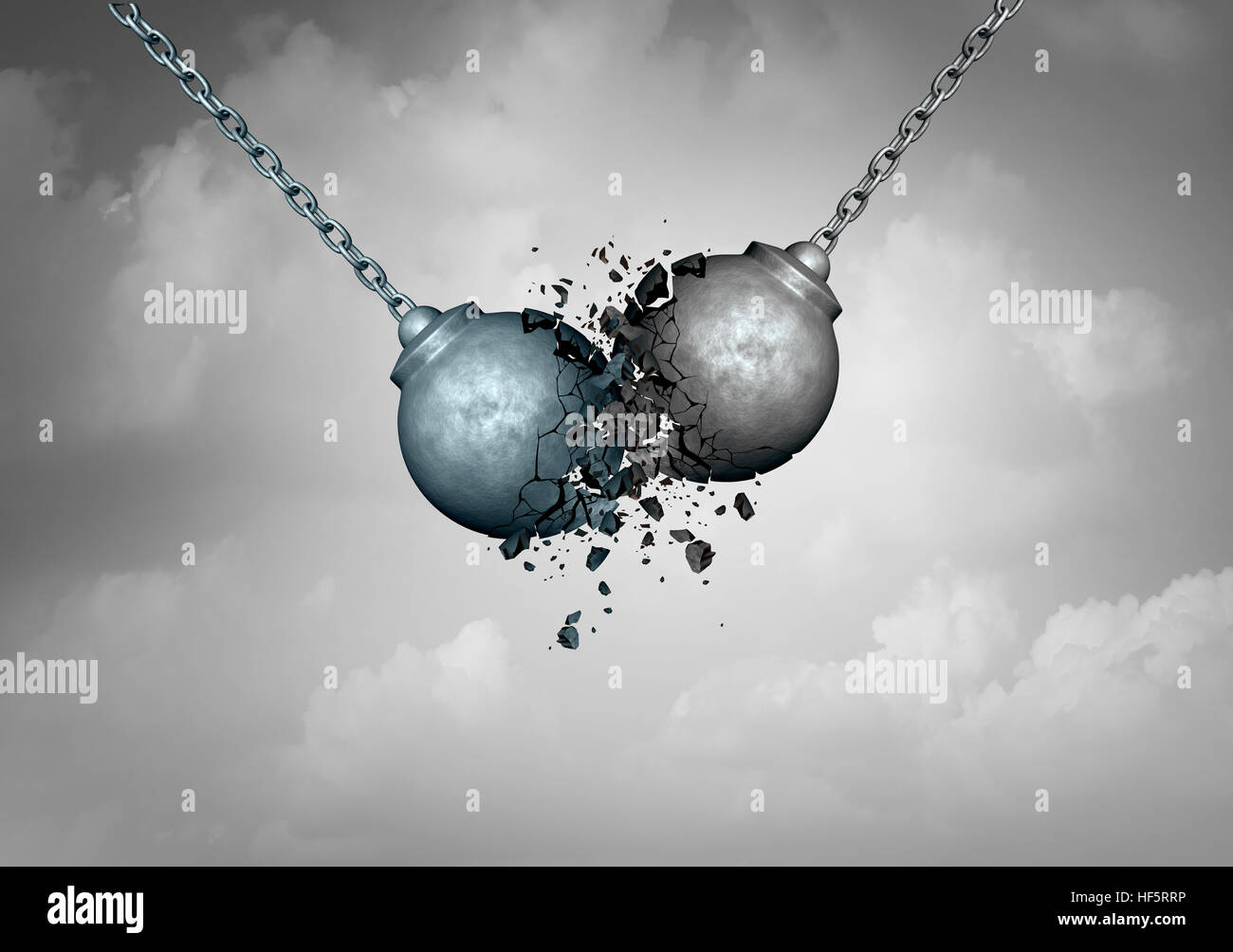 Destructive competition business concept as two wrecking balls ...