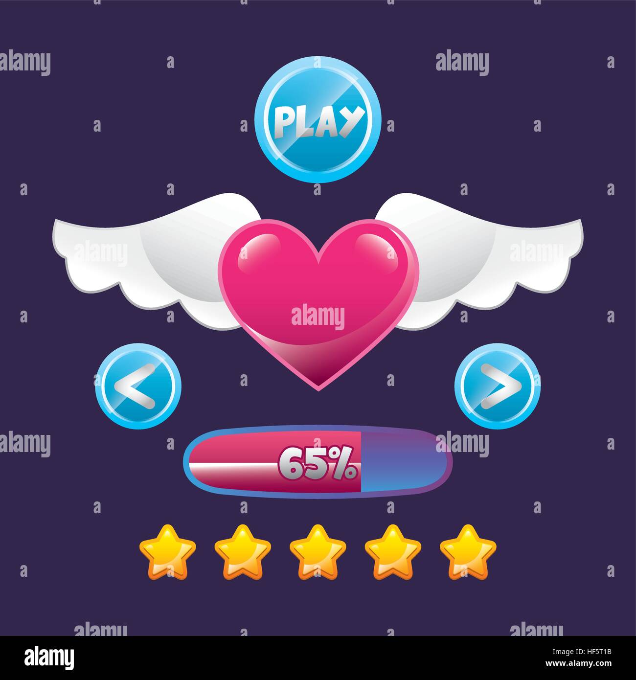 video game interface with heart and stars icon. colorful design. vector ...