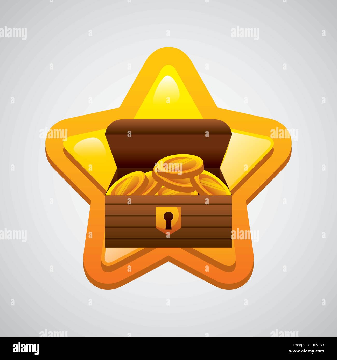 Wooden chest with gold coins icon over white background. colorful ...