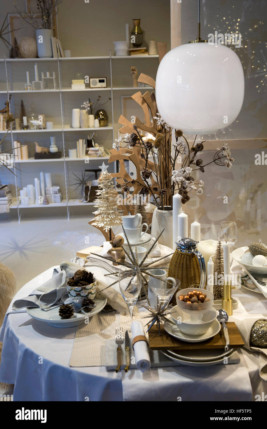 Denmark, Copenhagen, Strøget, department store Christmas shop window ...