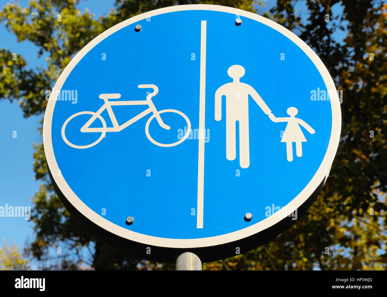 road sign for bikes and pedestrians Stock Photo - Alamy
