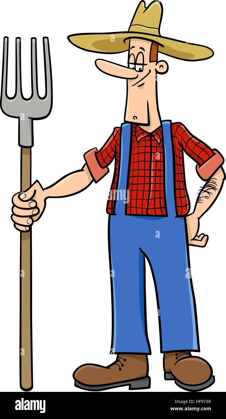 Cartoon Illustration of Farmer Worker Occupation Character Stock Vector ...