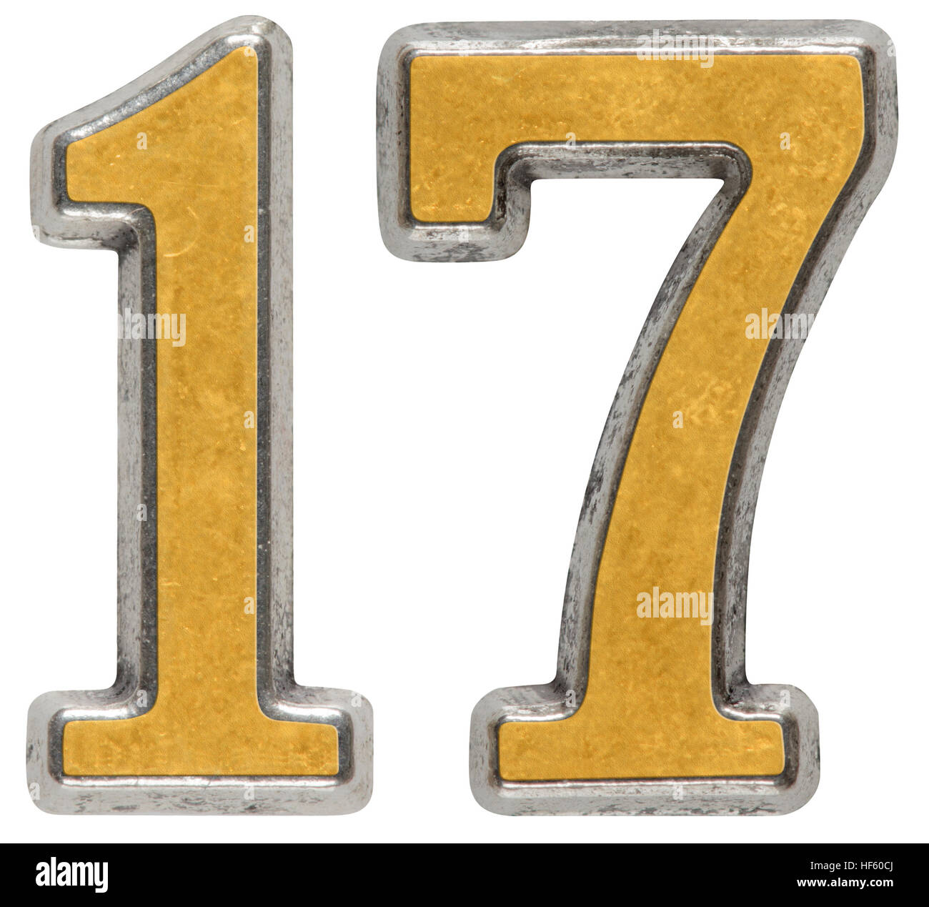 Metal numeral 17, seventeen, isolated on white background Stock Photo ...