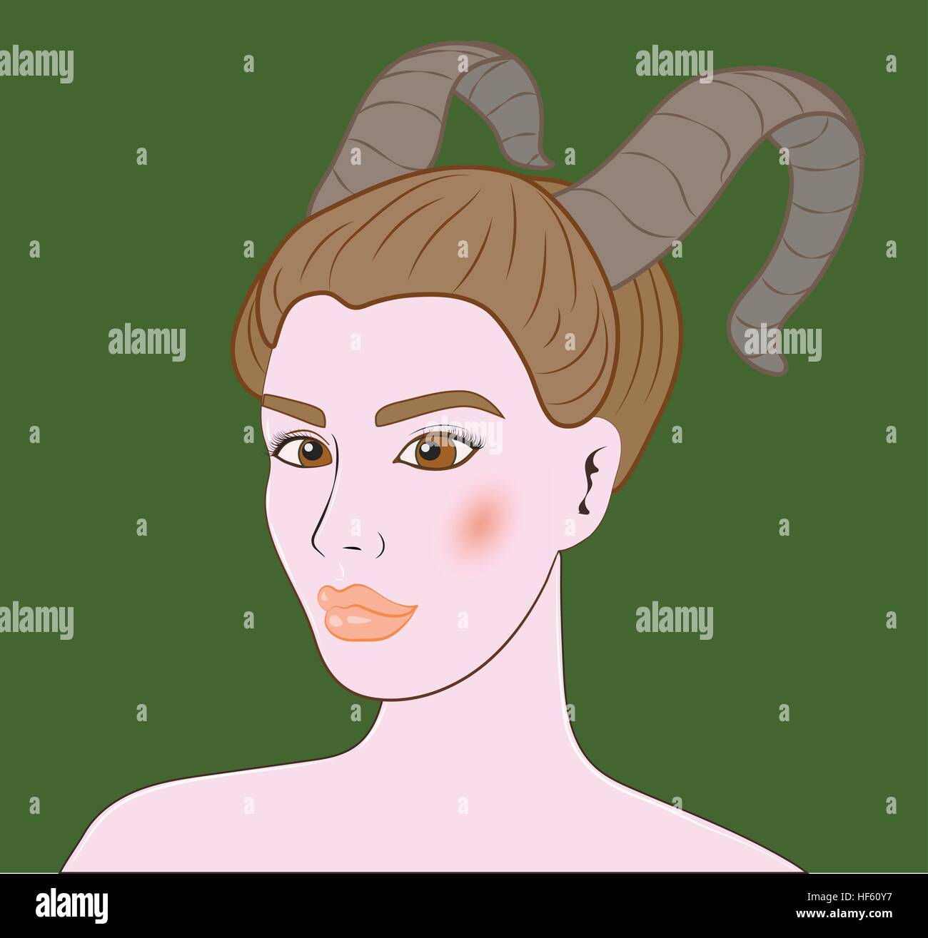 Capricorn beautiful girl portrait Stock Vector Image & Art - Alamy