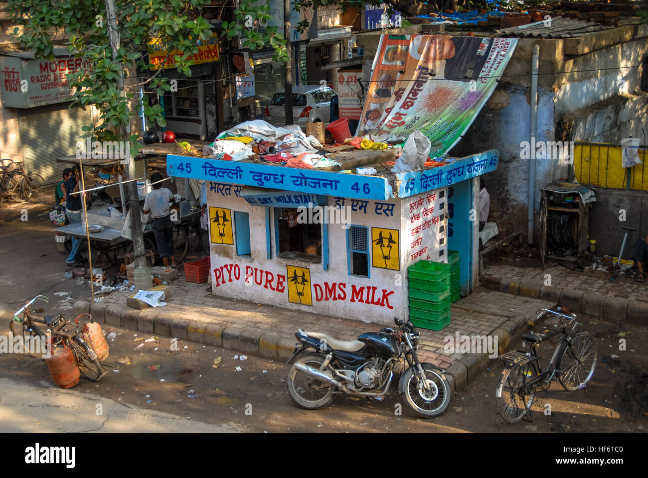old milk shop in Delhi, India Stock Photo - Alamy