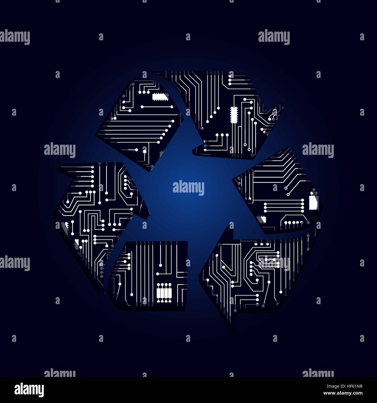 Recycle symbol with a technological electronics circuit Stock Vector ...