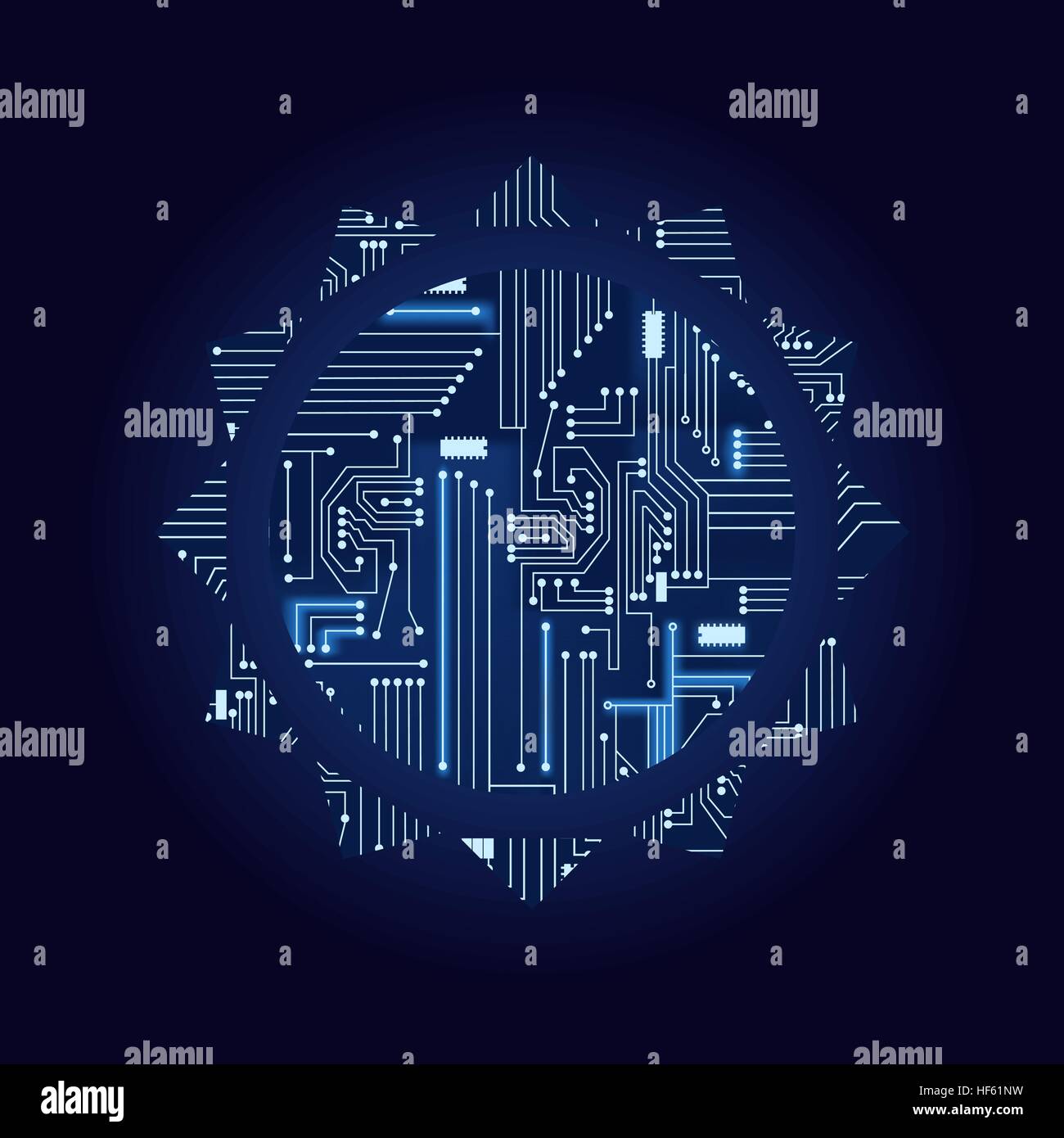 Sun symbol with a technological electronics circuit Stock Vector Image ...