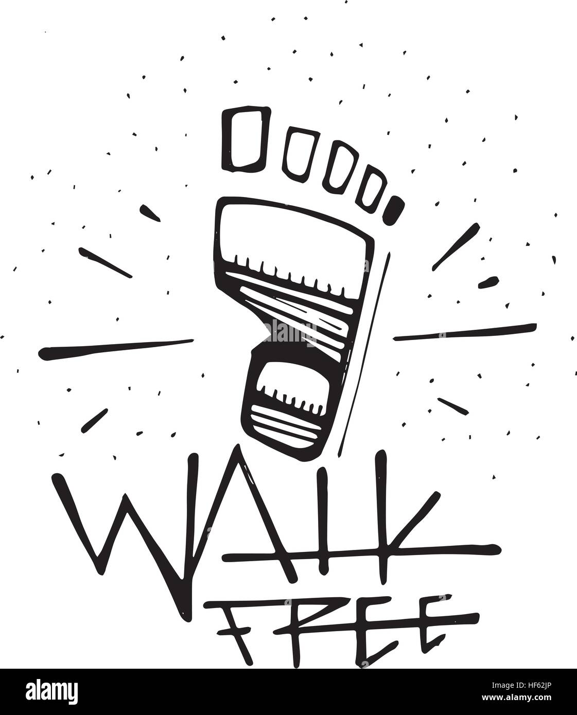 Hand Drawn Vector Illustration Or Drawing Of A Human Foot And Phrase Walk Free Stock Vector