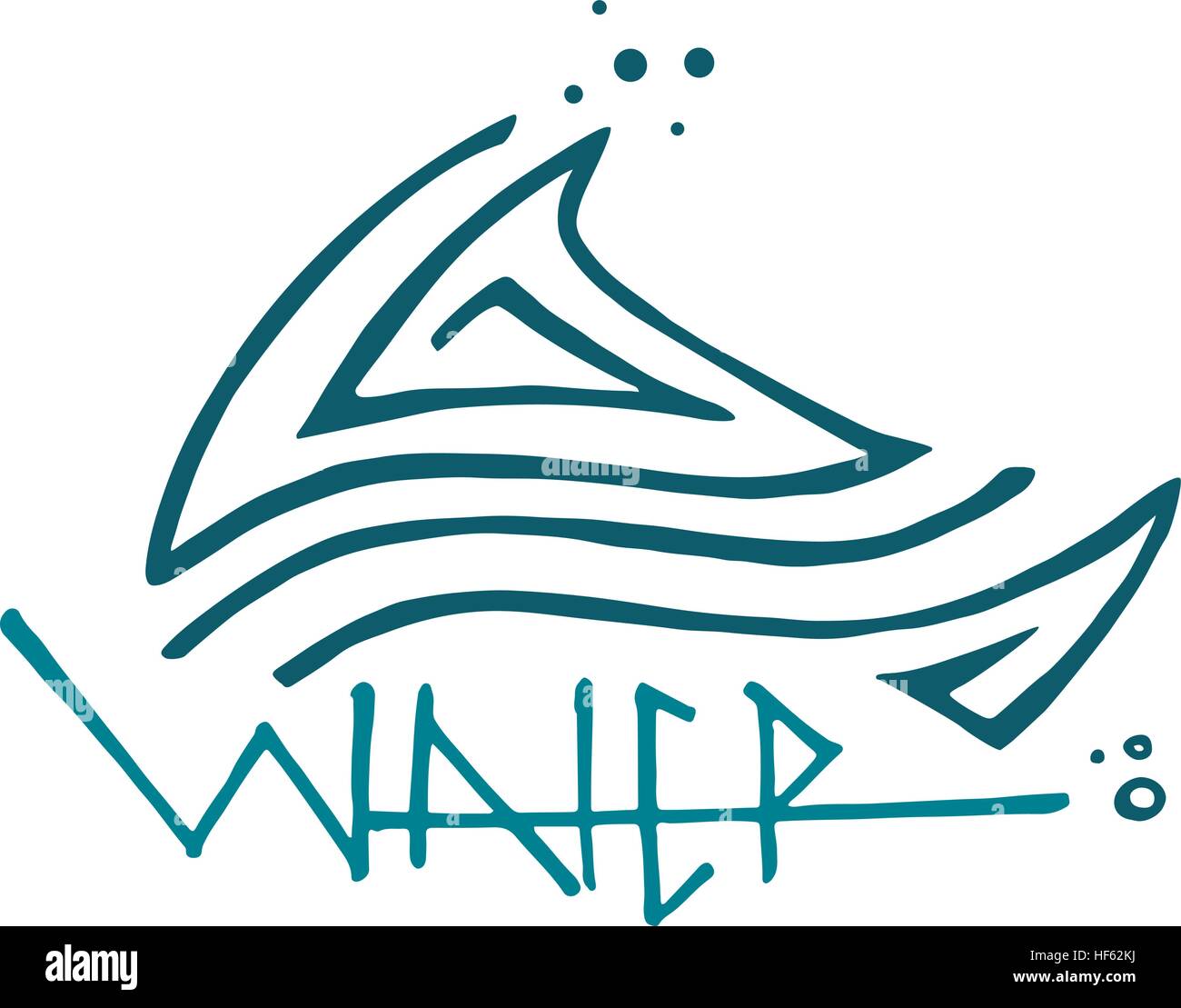 Hand drawn vector illustration or drawing of a wave, bubbles and the ...
