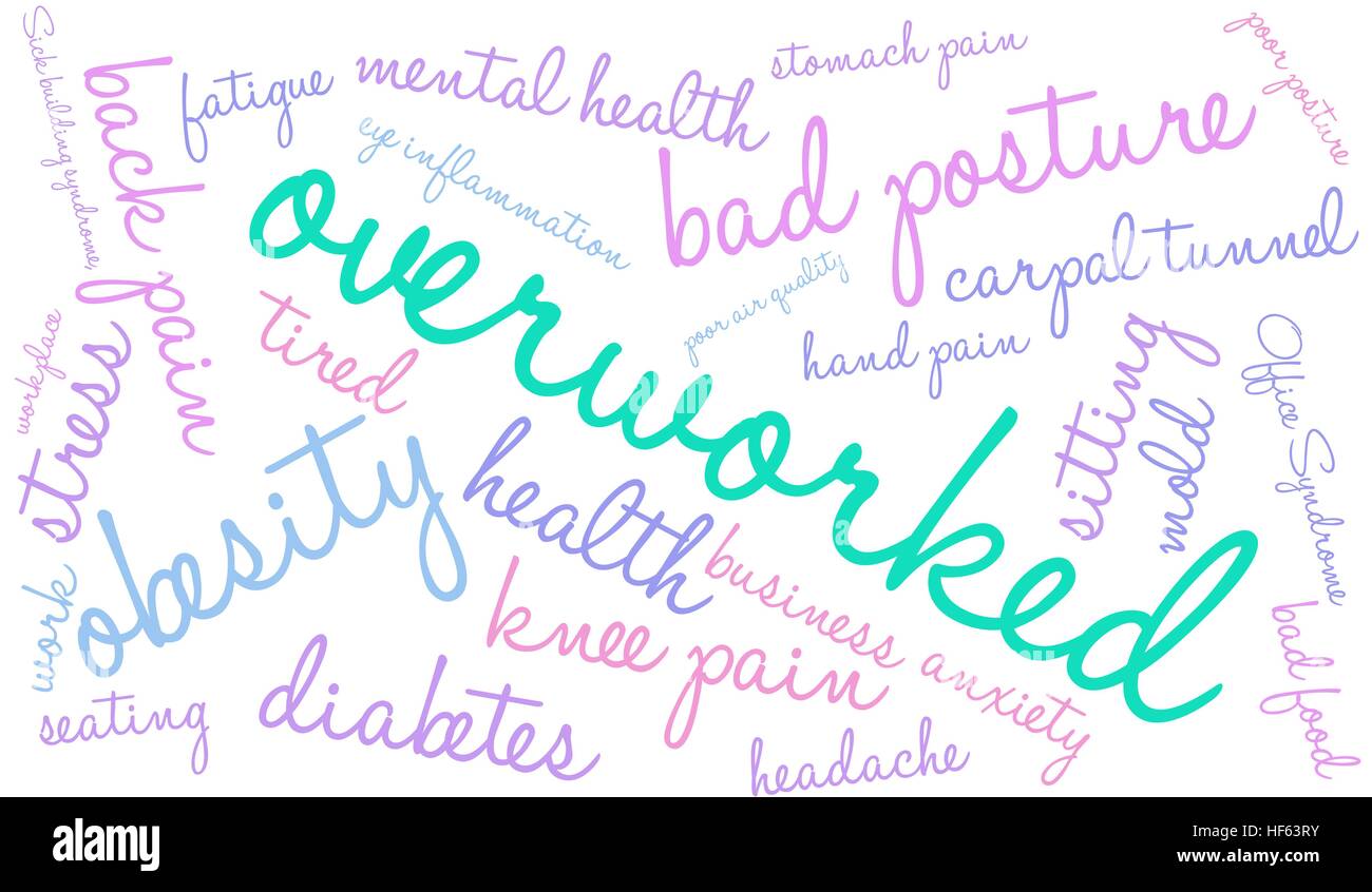 Overworked word cloud on a white background Stock Vector Image & Art ...