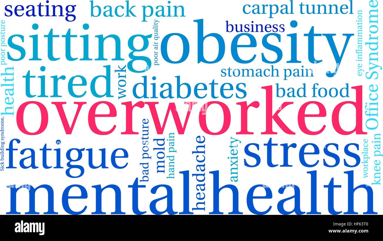 Overworked word cloud on a white background Stock Vector Image & Art ...