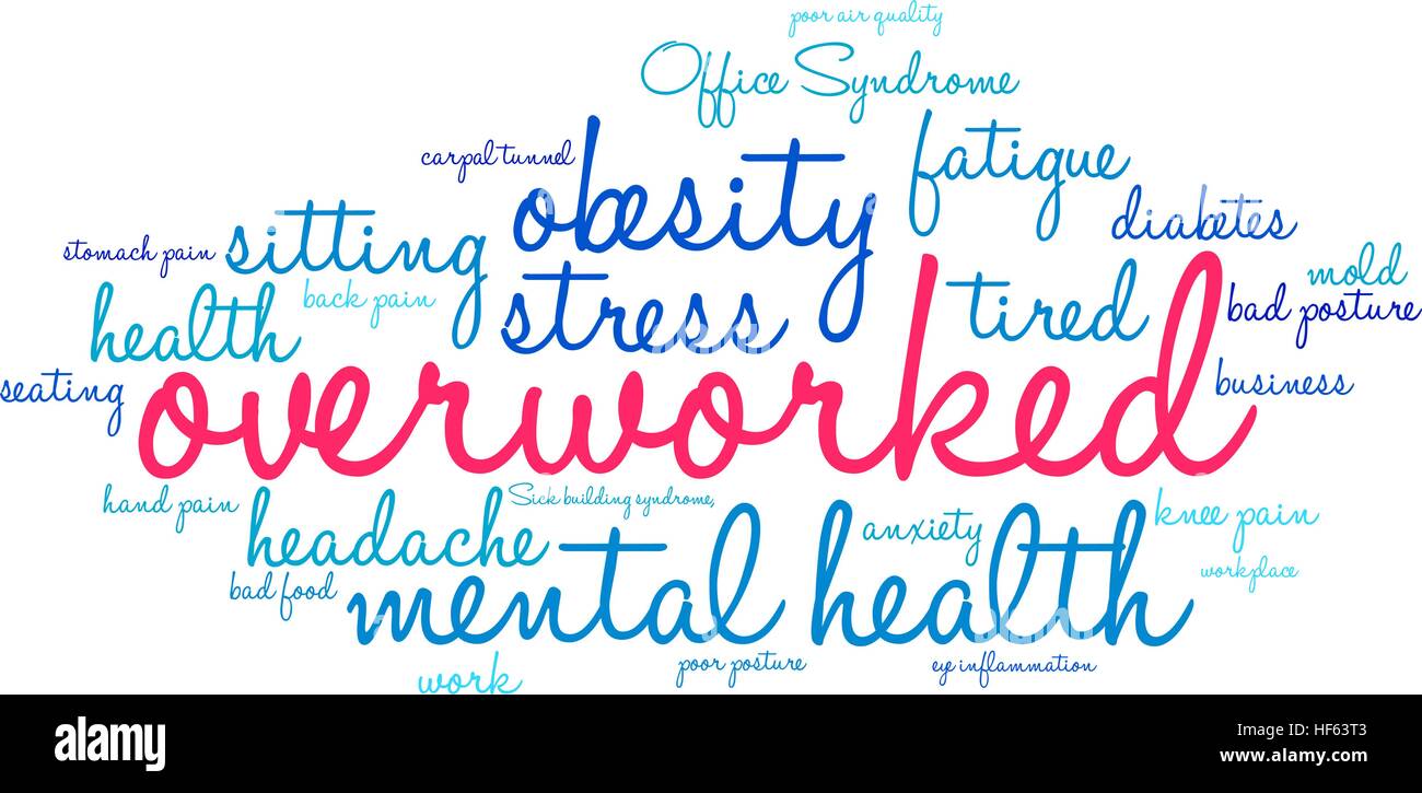 Overworked word cloud on a white background Stock Vector Image & Art ...