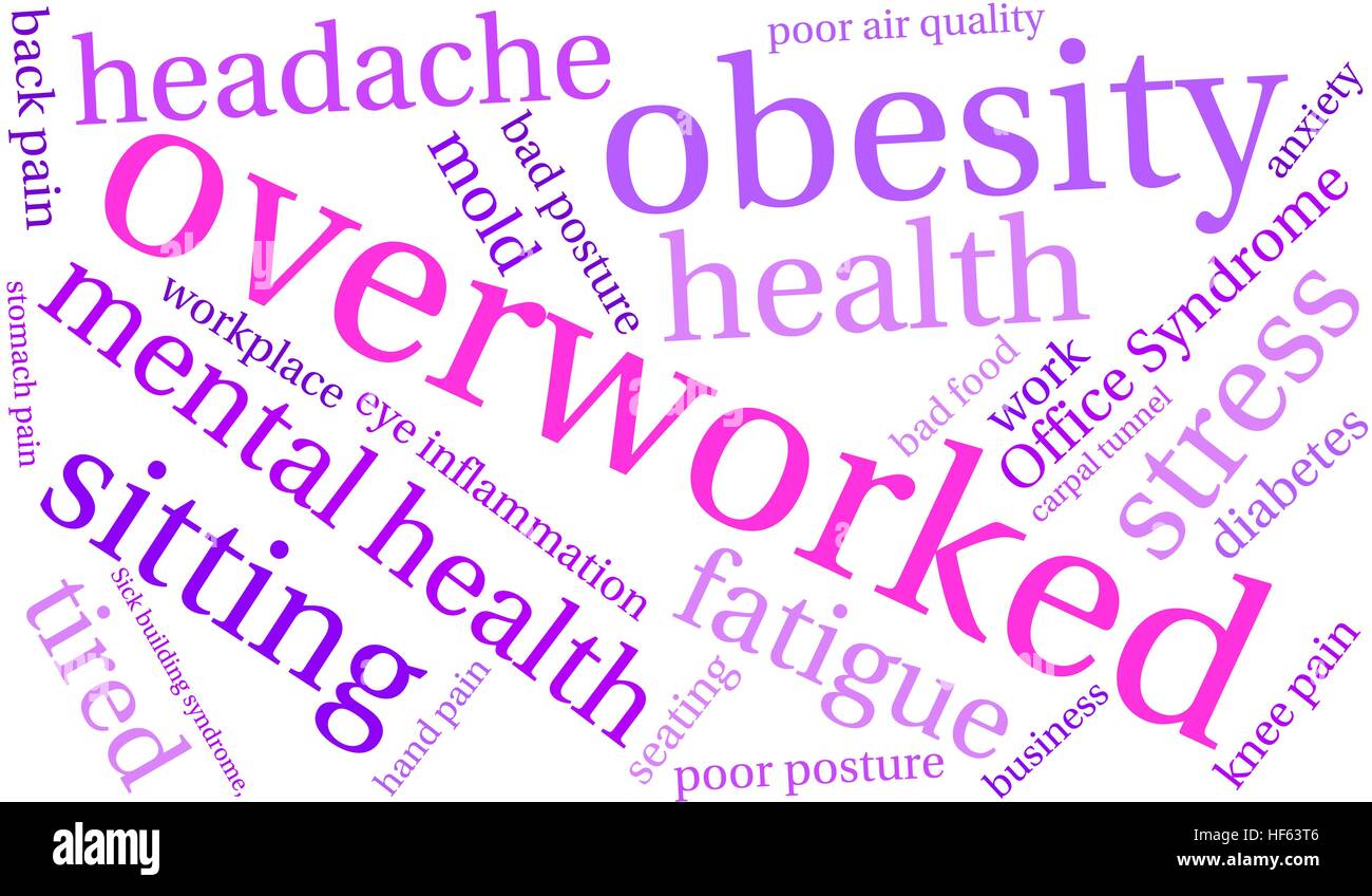 Overworked word cloud on a white background Stock Vector Image & Art ...