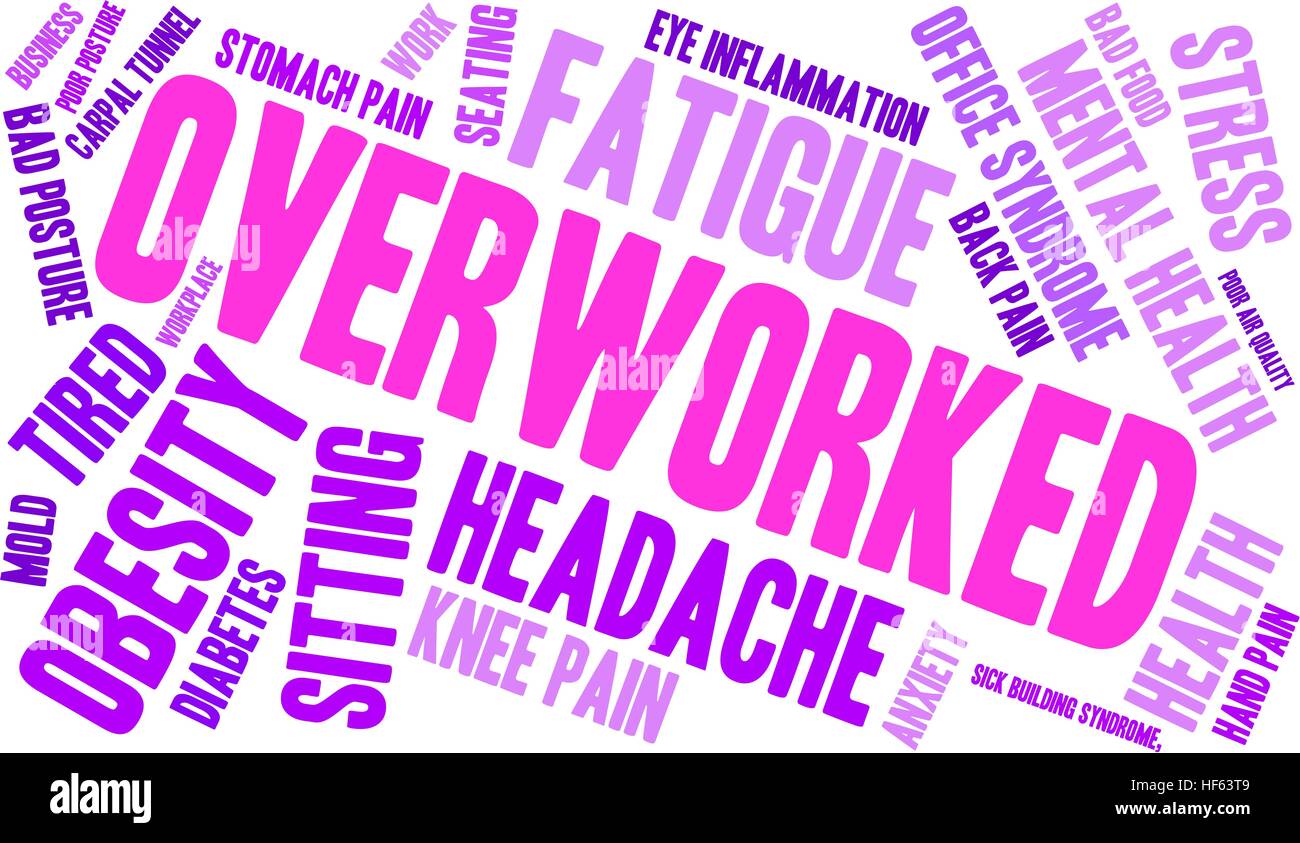 Overworked word cloud on a white background Stock Vector Image & Art ...