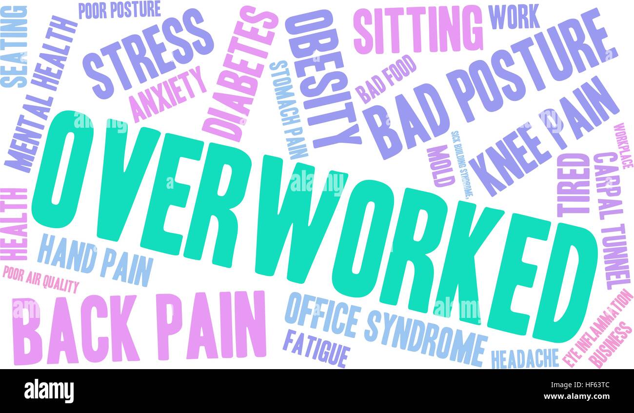 Overworked word cloud on a white background Stock Vector Image & Art ...