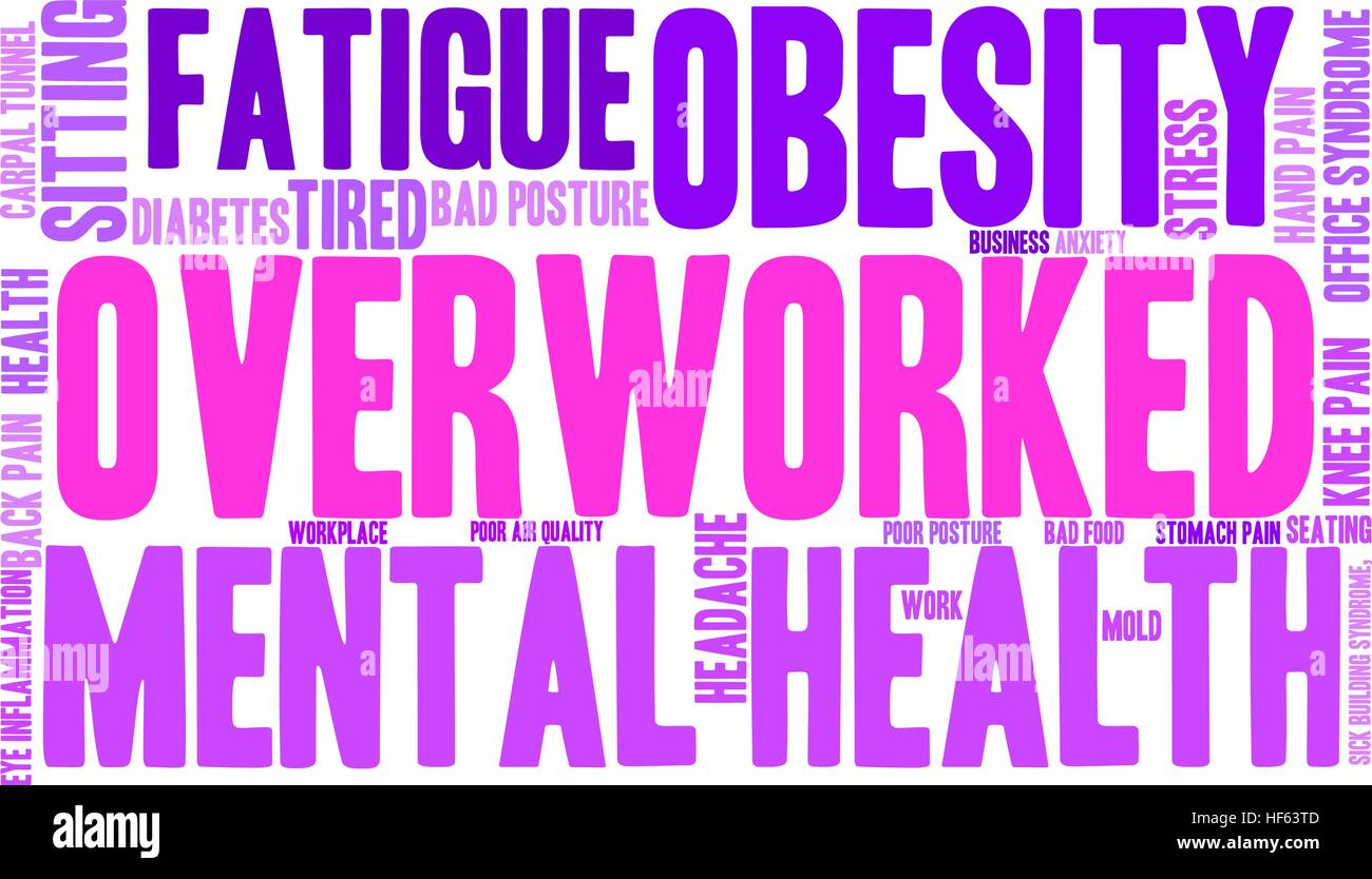 Overworked word cloud on a white background Stock Vector Image & Art ...