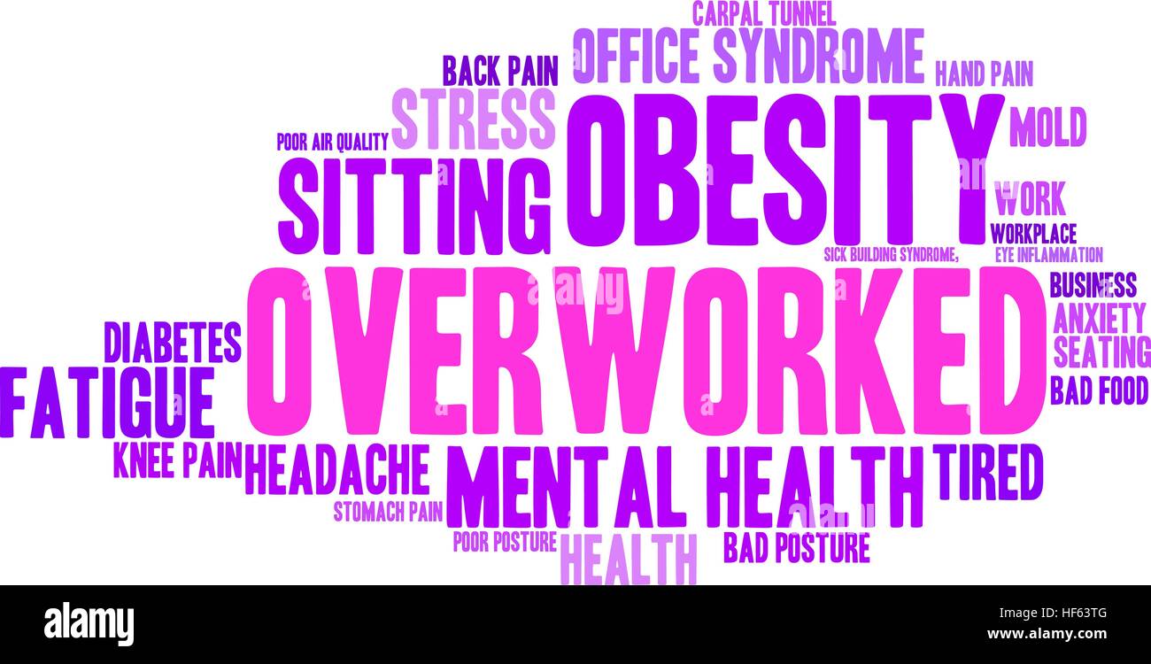 Overworked word cloud on a white background Stock Vector Image & Art ...