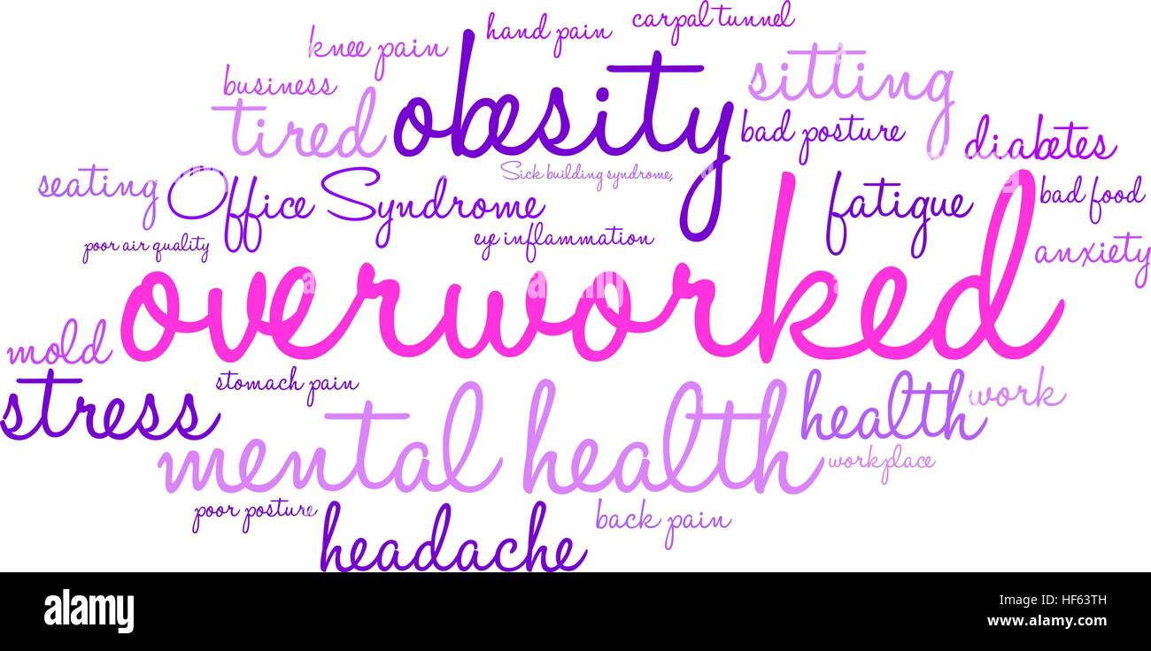 Overworked word cloud on a white background Stock Vector Image & Art ...