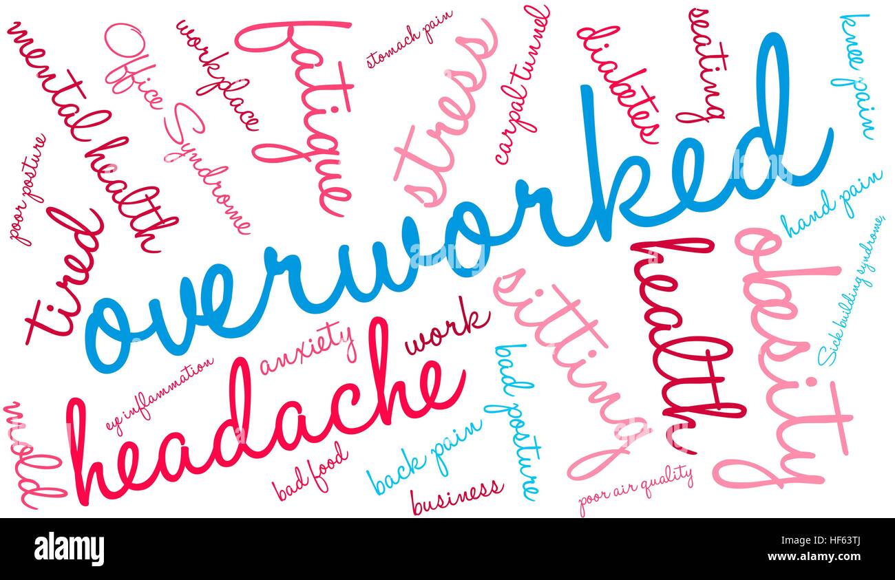 Overworked word cloud on a white background Stock Vector Image & Art ...